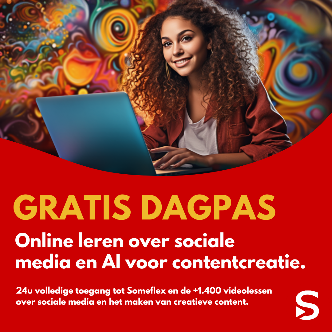 1 dag gratis online leren over sociale media en AI voor contentcreatie van SOMEFLEX